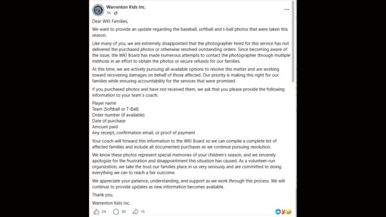 Warrenton Kids Inc. Says Photographer Took Payment, Never Delivered ...