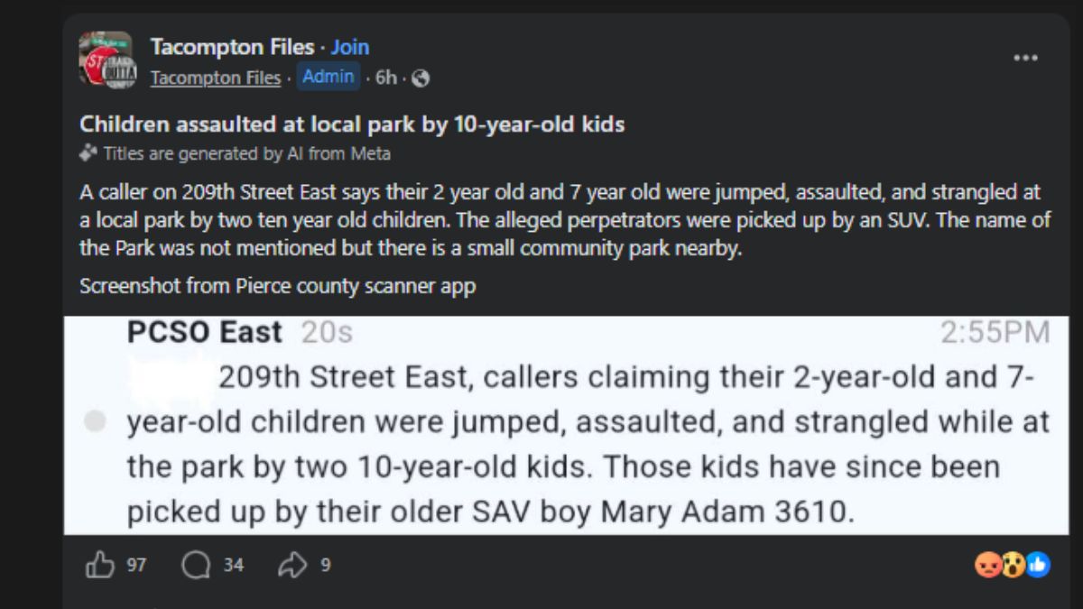 Tacoma, 2-Year-Old and 7-Year-Old Assaulted and Strangled at Local Park ...